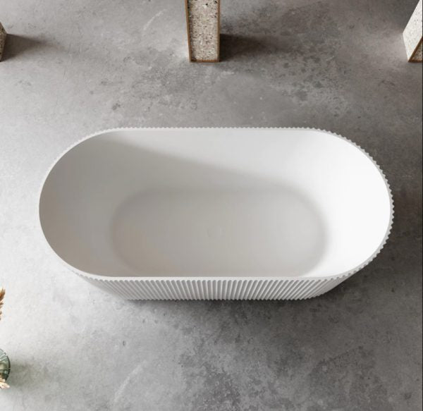 (Matt white) 7310 Fluted Matt White Freestanding Bathtub 1700mm x 750m ...